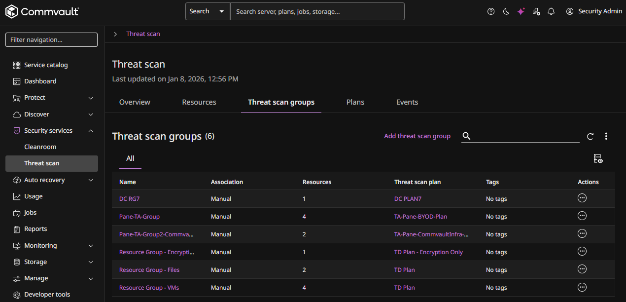 Configuring a New Threat Scan Group