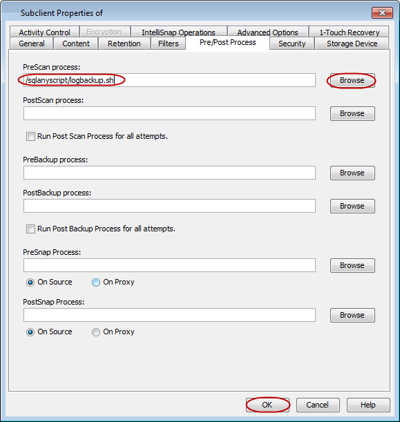 Creating a Subclient for Log Backup