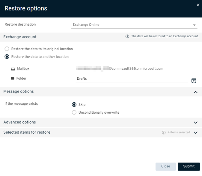 Restoring Exchange Online Messages Out of Place