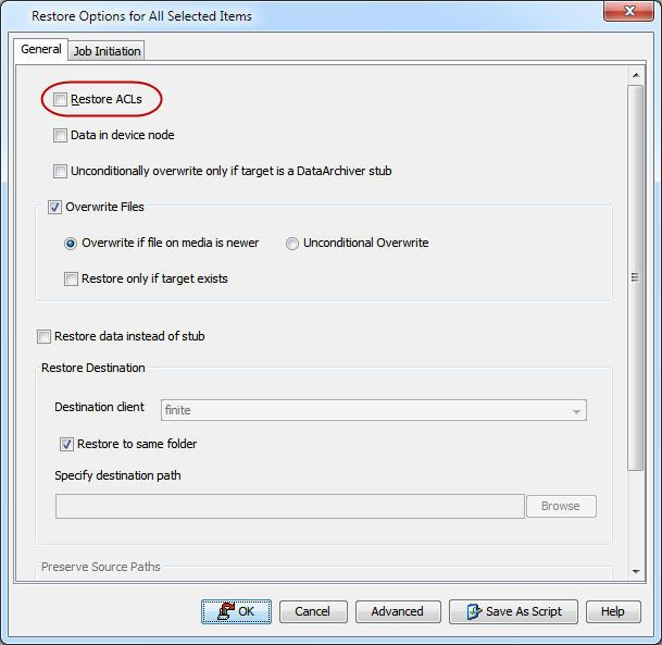 Advanced Restore - FlexFrame for IntelliSnap Linux File System