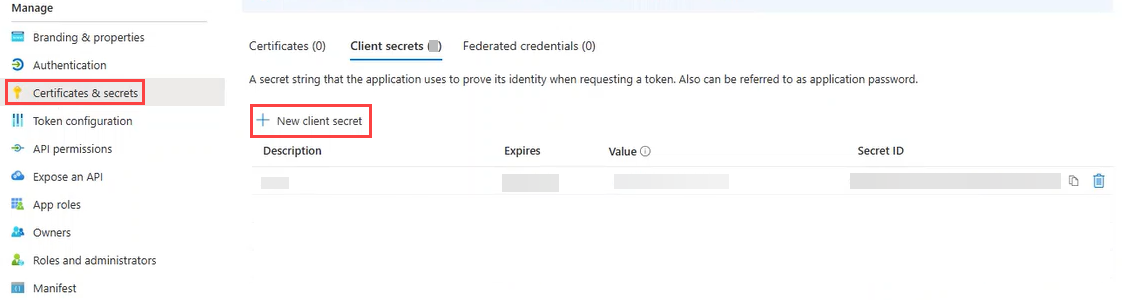 Change a Client Secret for Azure Active Directory